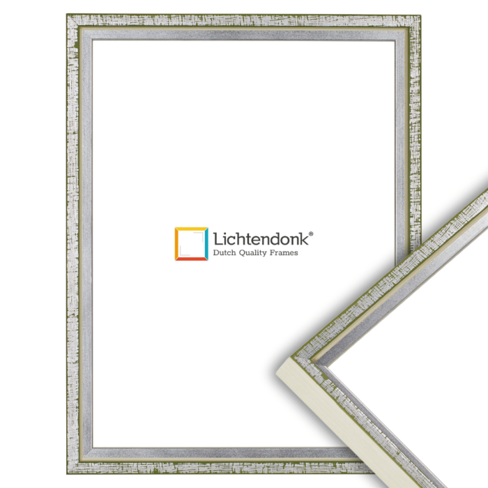 Fotolijst Pastelgroen met Zilver – Smal Design met Witte Zijkant ...